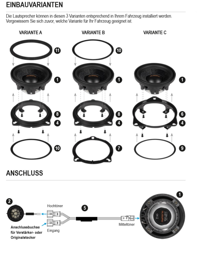 MUSWAY CSB-4.2C Kompo-Kit 10 cm Lautsprecher für BMW E- / F- und G-Modelle